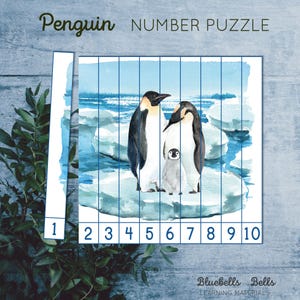 Polar Bear and Penguins Number Sequence 1-10 Puzzles. Montessori Winter ...
