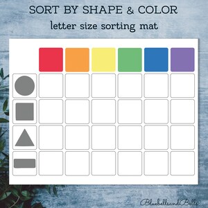 Montessori Preschool Printable Sorting Activity Color and Shape ...