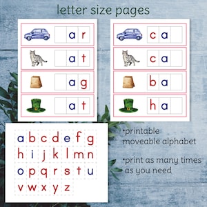 Montessori Printable Moveable Alphabet. CVC Word Phonics Matching Cards ...