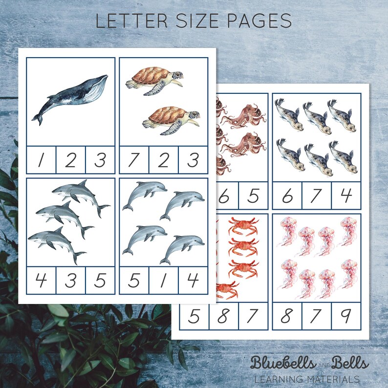 Ocean Animal Count and Clip Cards 1-10. Montessori Printable. - Etsy