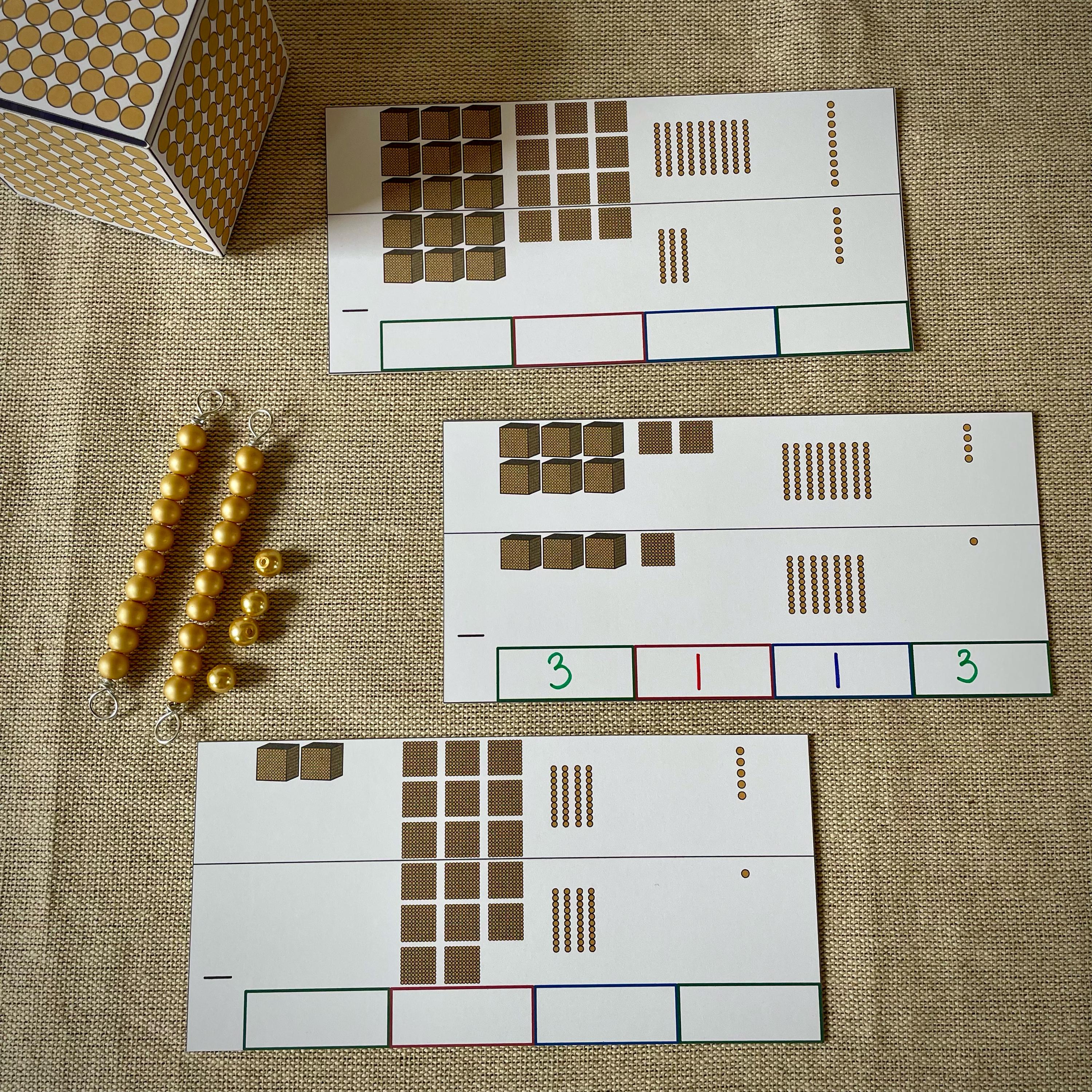 Montessori Golden Beads Static Subtraction to 9999. Extension Math ...