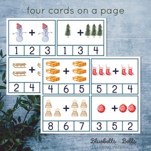 Montessori Winter Printable Addition Clip Cards. Preschool and ...