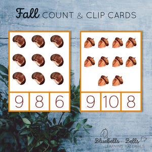 Autumn Preschool Printable Count and Clip Cards 1-10. Montessori Fall ...