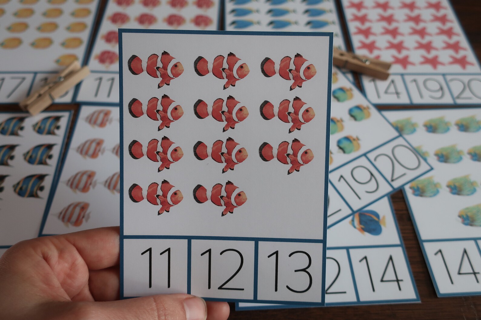 Ocean Count and Clip Cards 11-20. Preschool Math Printable. - Etsy