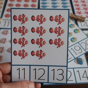 Ocean Count and Clip Cards 11-20. Preschool Math Printable. Homeschool ...