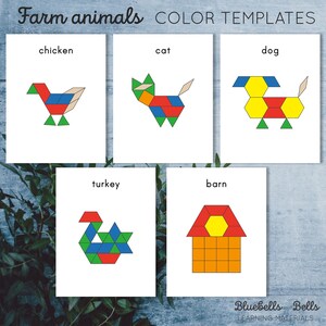 Farm Animals Pattern Blocks Templates. Preschool and Kindergarten Shape ...