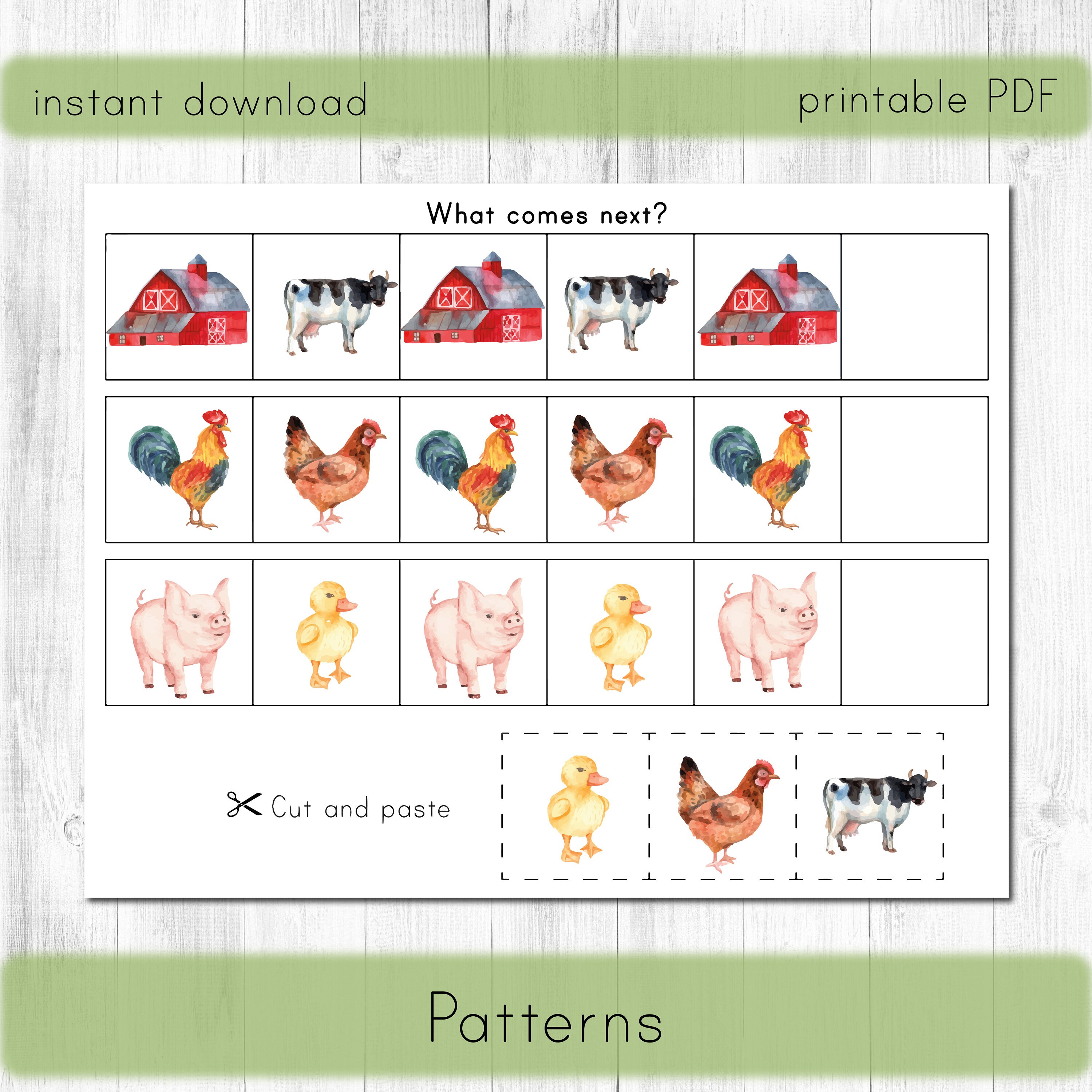 Farm Animals Preschool Printable. Montessori Preschool - Etsy