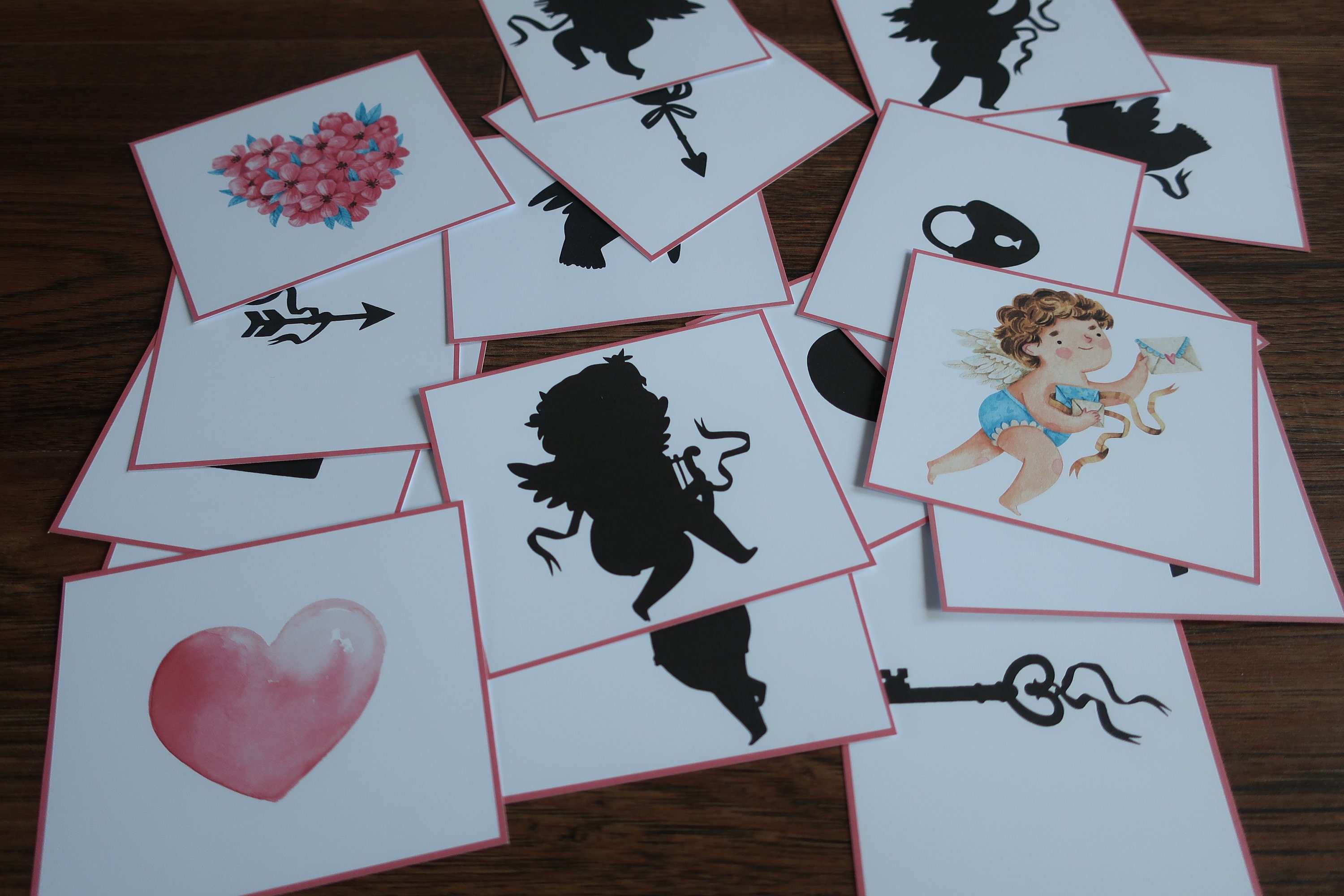 St. Valentines Day Shadow Matching Cards. Toddler Montessori - Etsy