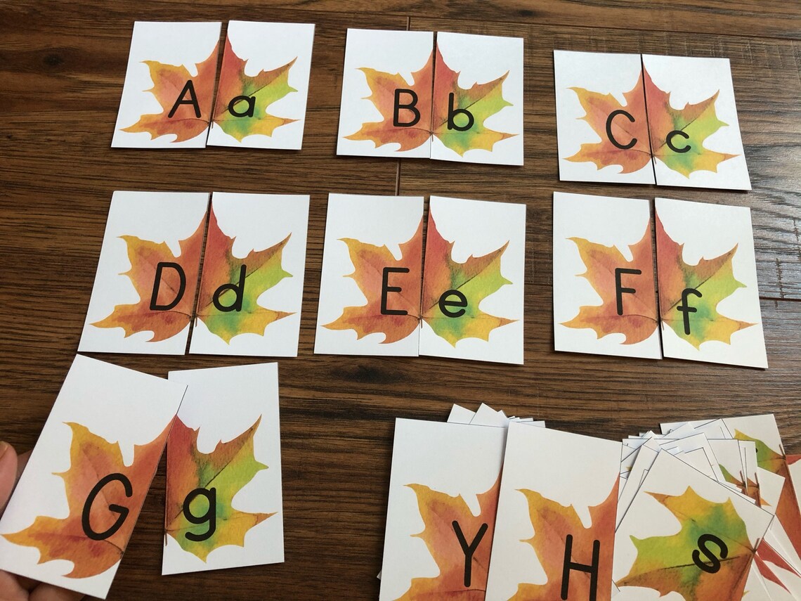 Fall Leaf Letter Matching Puzzles. Montessori Autumn Preschool - Etsy