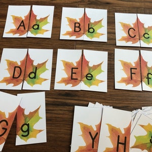 Fall Leaf Letter Matching Puzzles. Montessori Autumn Preschool ...