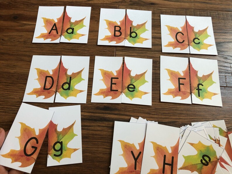 Fall Leaf Letter Matching Puzzles. Montessori Autumn Preschool - Etsy