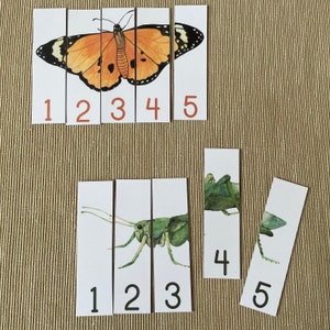 Insects Puzzle Number Sequence 1-5. Toddler Montessori Printable Busy ...