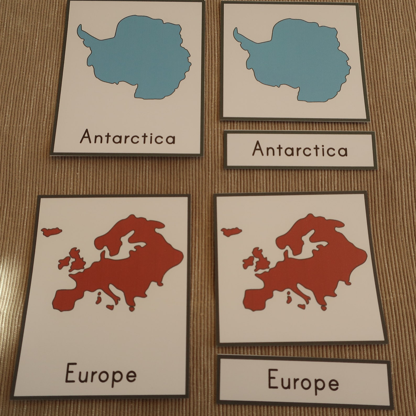 Continents Montessori Printable 3 Part Cards. - Etsy