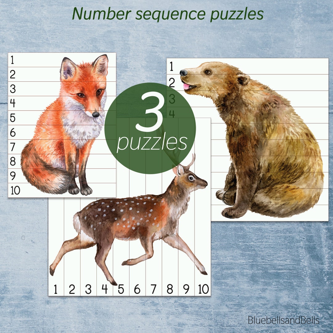 Woodland Animal Number Puzzles 1-10. Montessori Printable. - Etsy