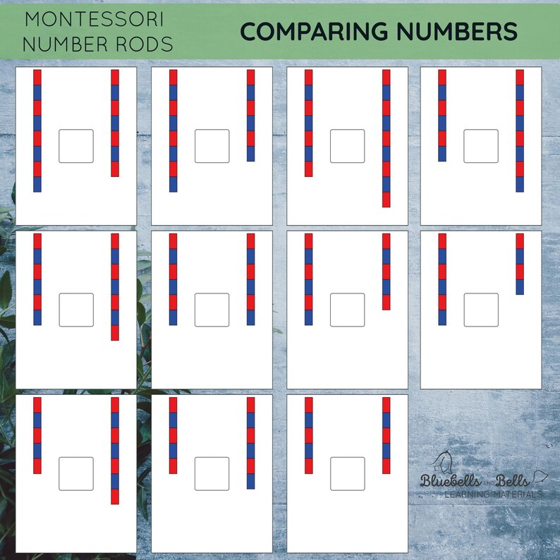 Montessori Number Rods Comparing Numbers Task Cards. - Etsy
