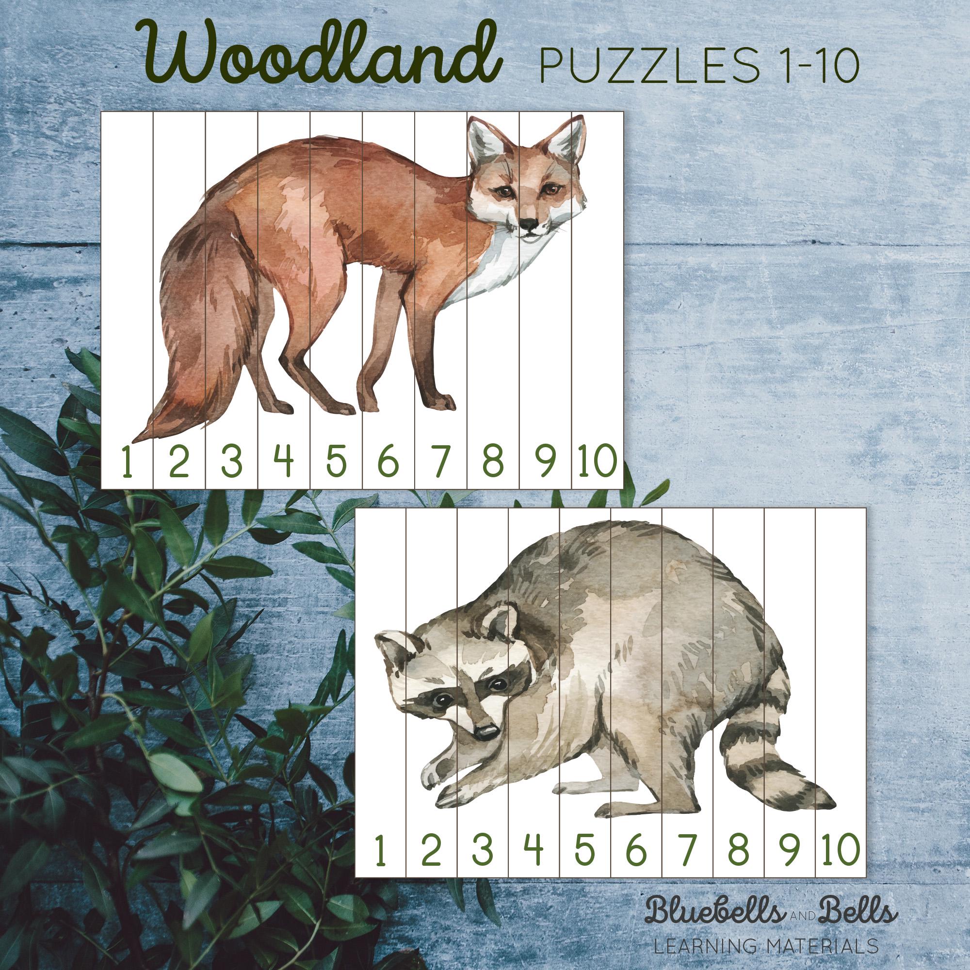 Woodland Animal Number Puzzles 1-10. Montessori Printable. Forest ...