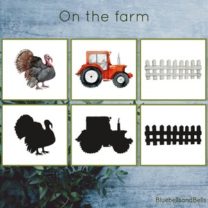 Farm Animal Shadow Matching Cards. Toddler Montessori Printable. - Etsy