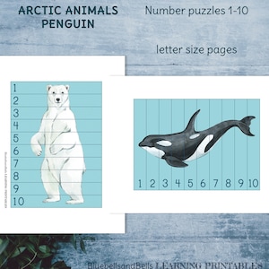 Arctic Animals Preschool Printable Puzzles 1-10. Penguin Number ...