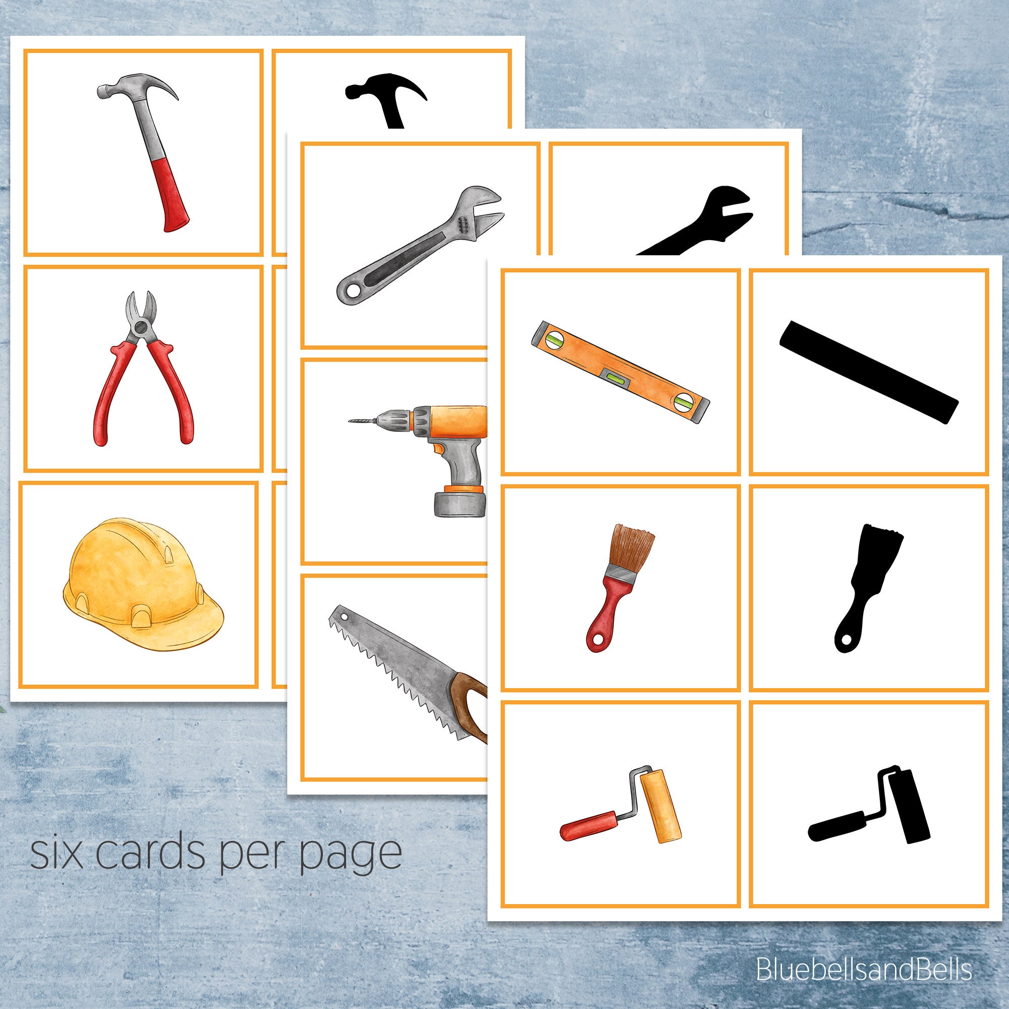 Tools Shadow Matching Cards. Montessori Toddler Printable. - Etsy