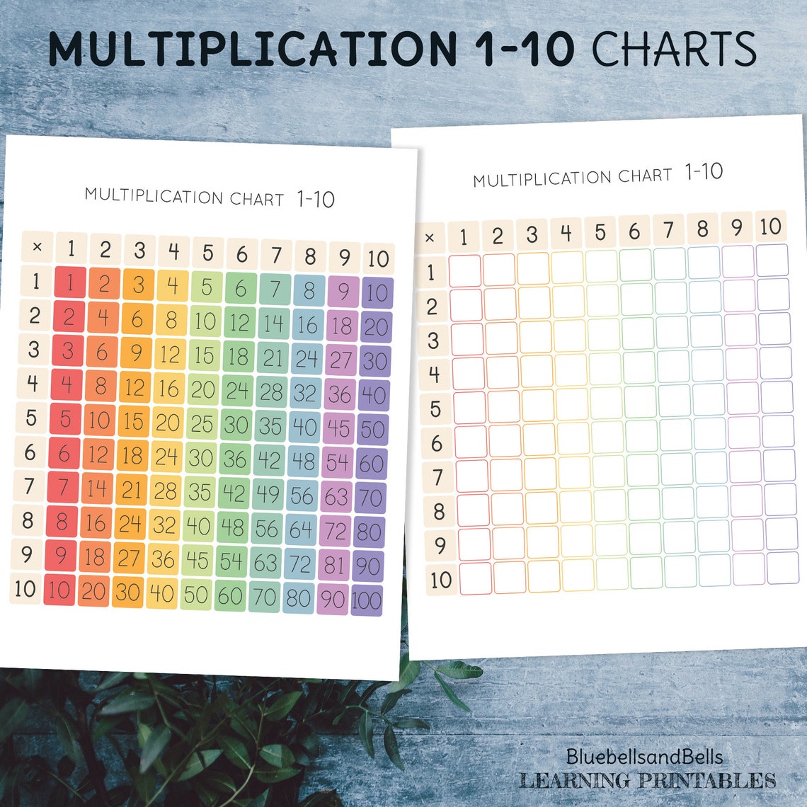 Multiplication Chart Printable 1-10. - Etsy