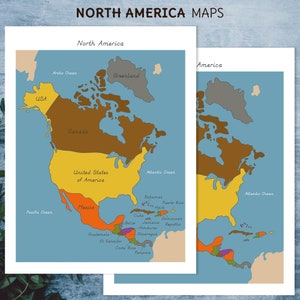 North America Montessori Maps and Country Cards. Geography Continent ...