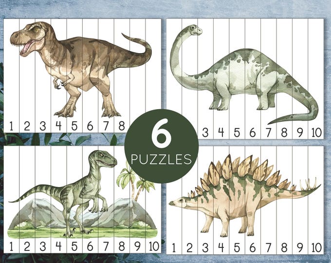 9 Dinosaurs Printable Number Sequence Puzzles. Number 1-10. - Etsy Canada