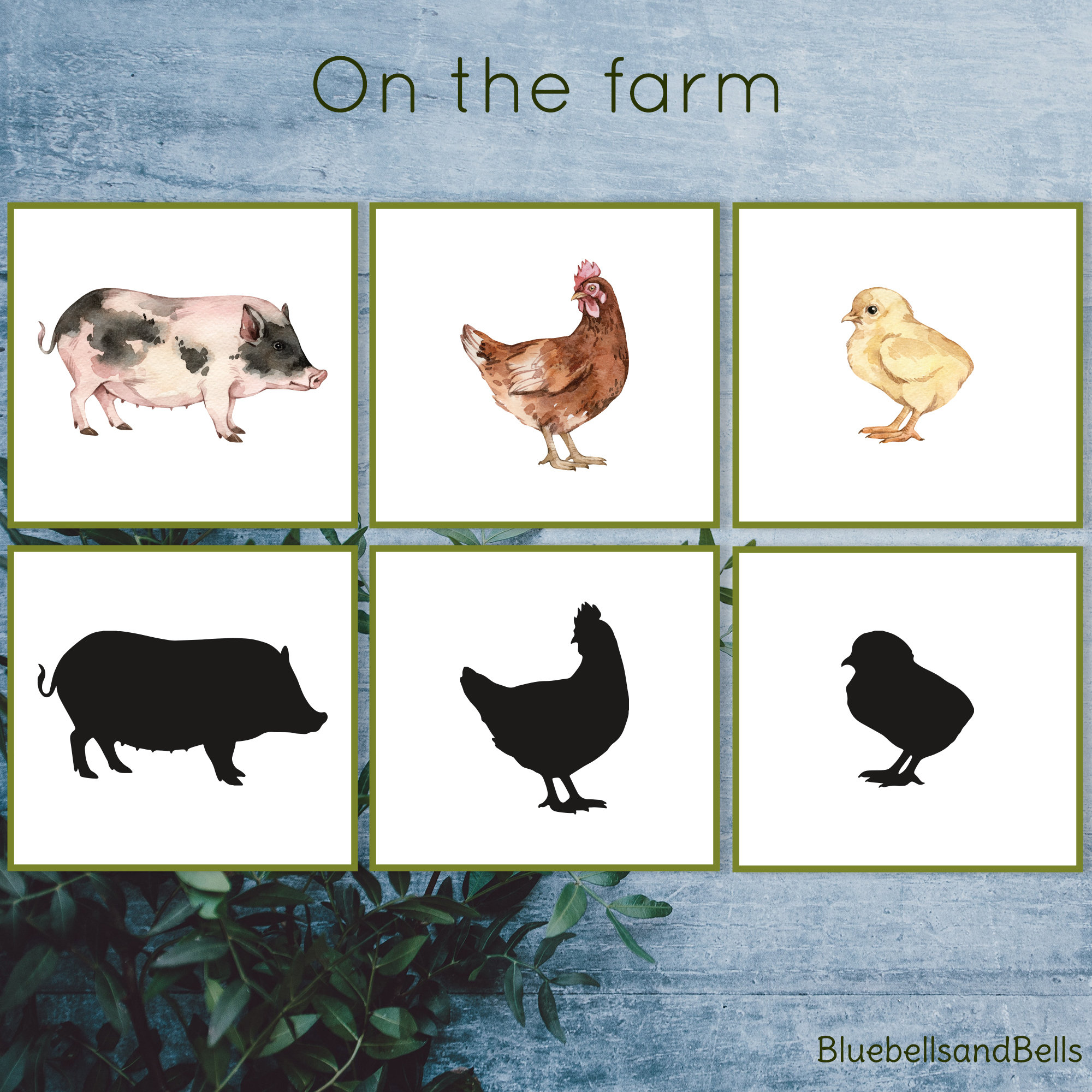 Farm Animal Shadow Matching Cards. Toddler Montessori - Etsy Australia