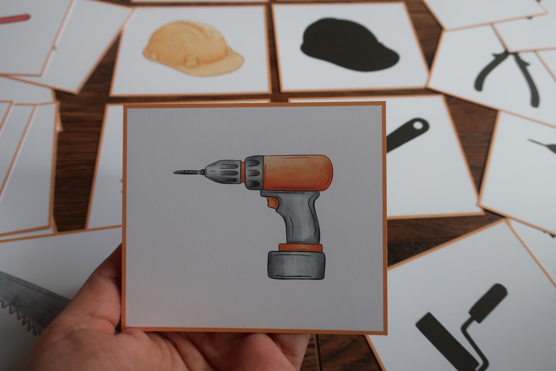 Tools Shadow Matching Cards. Montessori Toddler Printable. - Etsy