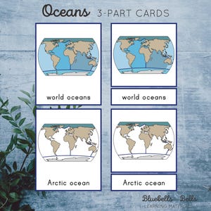 Oceans of the World 3 Part Cards. Montessori Geography Printable ...