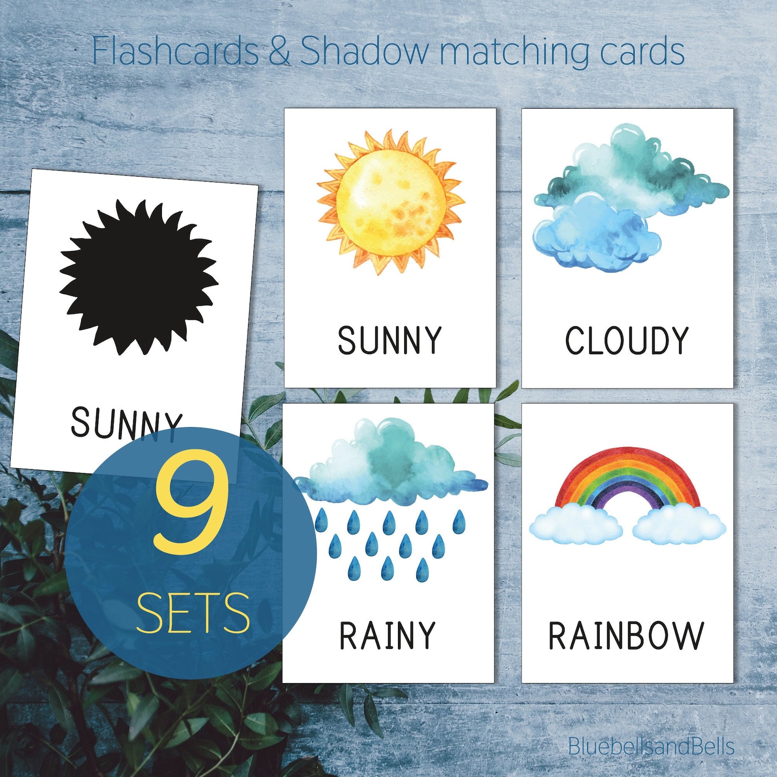 Weather Flashcards. Montessori Printable. Shadow Matching - Etsy