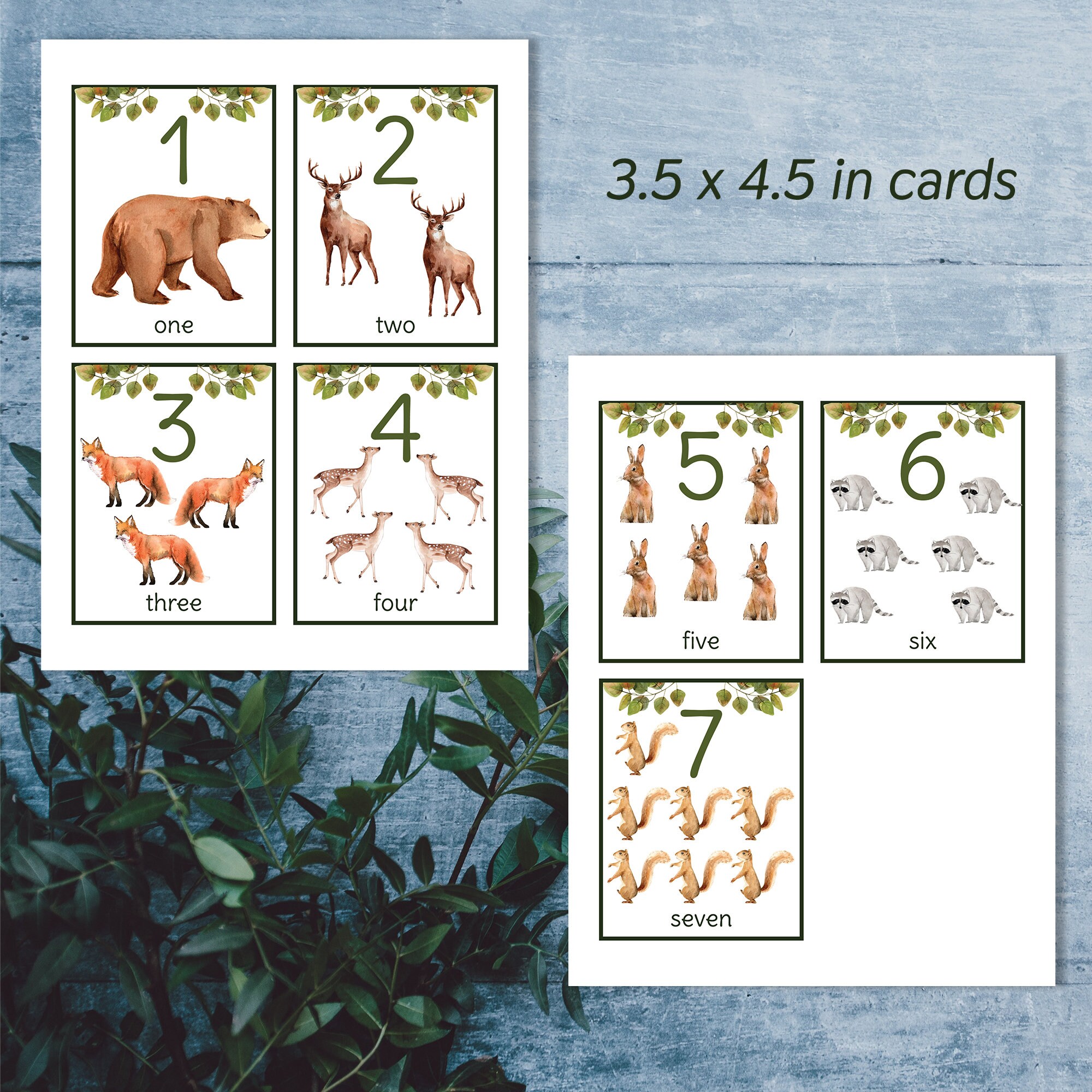 Woodland Animals Number Flashcards 1-10. Nature Counting Cards | Etsy