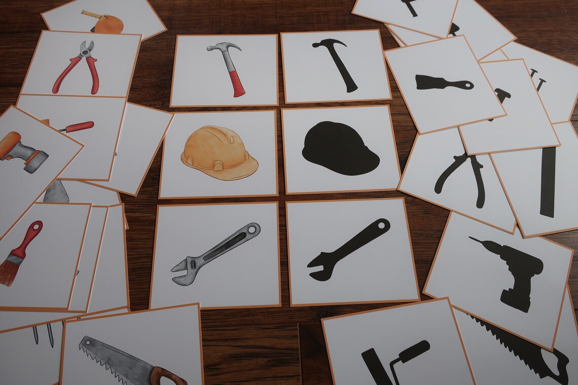 Tools Shadow Matching Cards. Montessori Toddler Printable. - Etsy