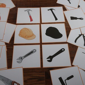 Tools Shadow Matching Cards. Montessori Toddler Printable. Preschool ...