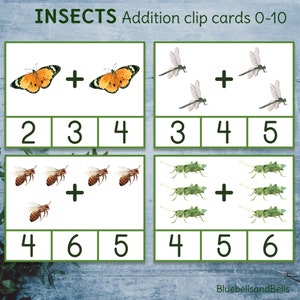 Montessori Spring Printable Insect Count and Clip Cards Addition 1-10 ...
