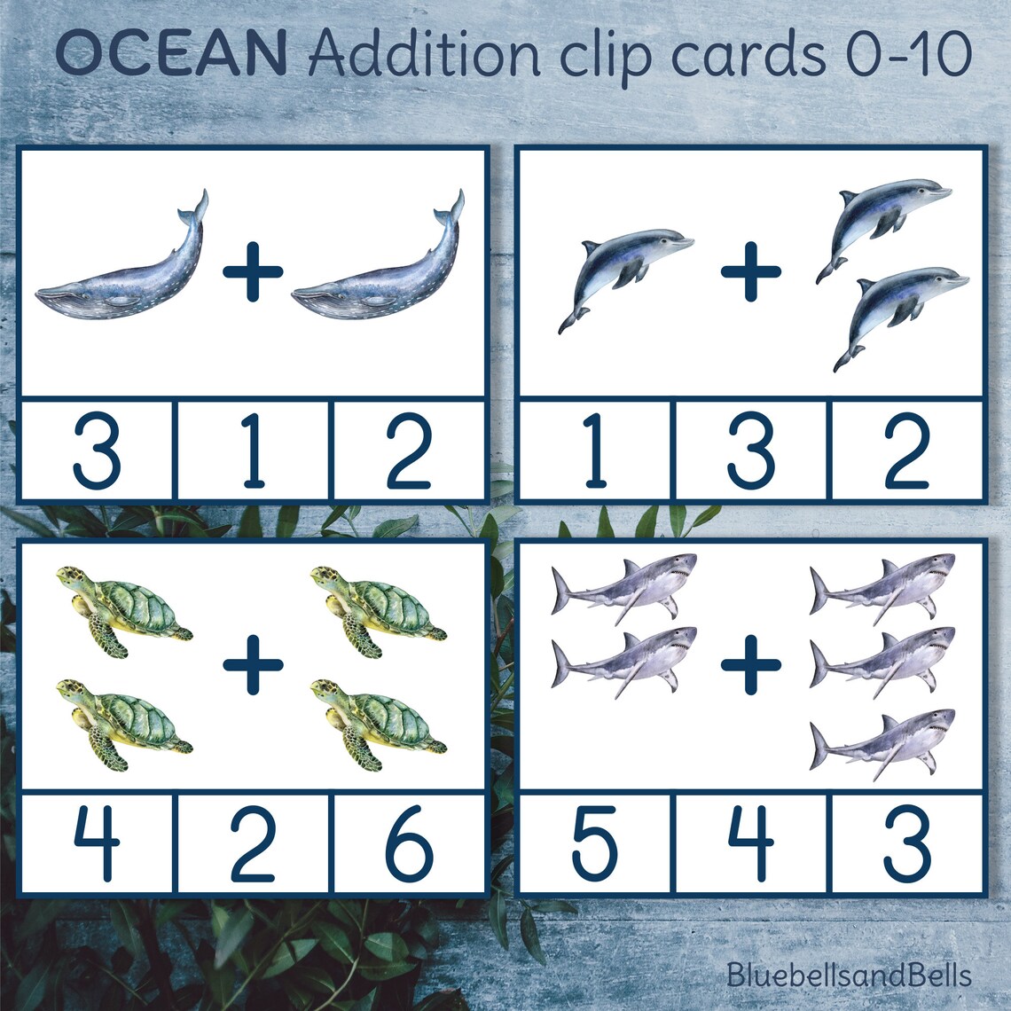 Ocean Addition Clip Cards. Montessori Math Printable. - Etsy