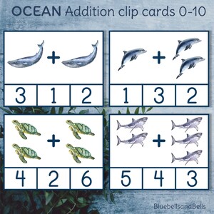 Ocean Addition Clip Cards. Montessori Math Printable. Preschool and ...