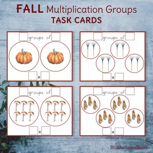 Montessori Fall Printable Multiplication Groups Task Cards ...