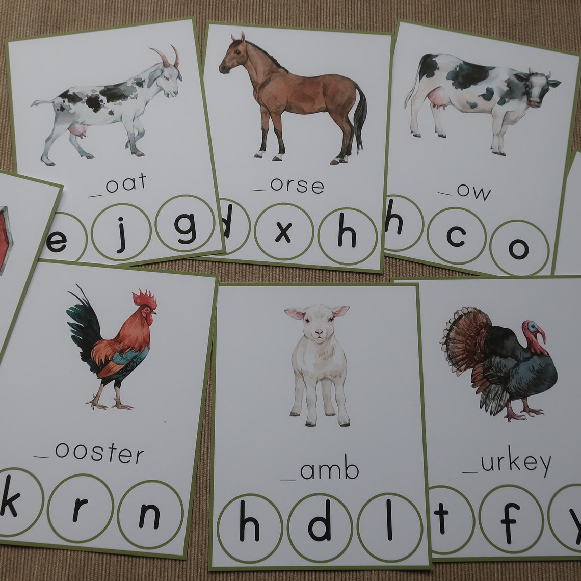Farm Phonics Clip Cards. Montessori Printable Beginning Sound | Etsy