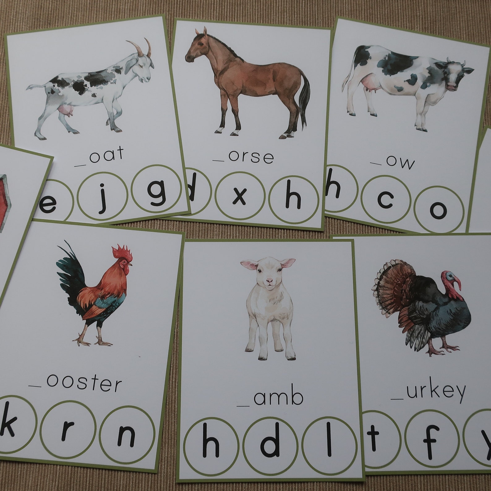Farm Phonics Clip Cards. Montessori Printable Beginning Sound | Etsy