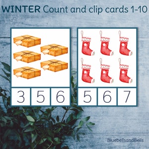 Winter Preschool Printable Count and Clip Cards. Christmas Kids ...