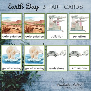 Earth Day Montessori 3 Part Cards. Ecology Vocabulary Cards. Preschool ...
