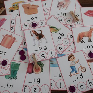 Phonics Printable CVC Word Clip Cards. Beginning Sound Printable ...