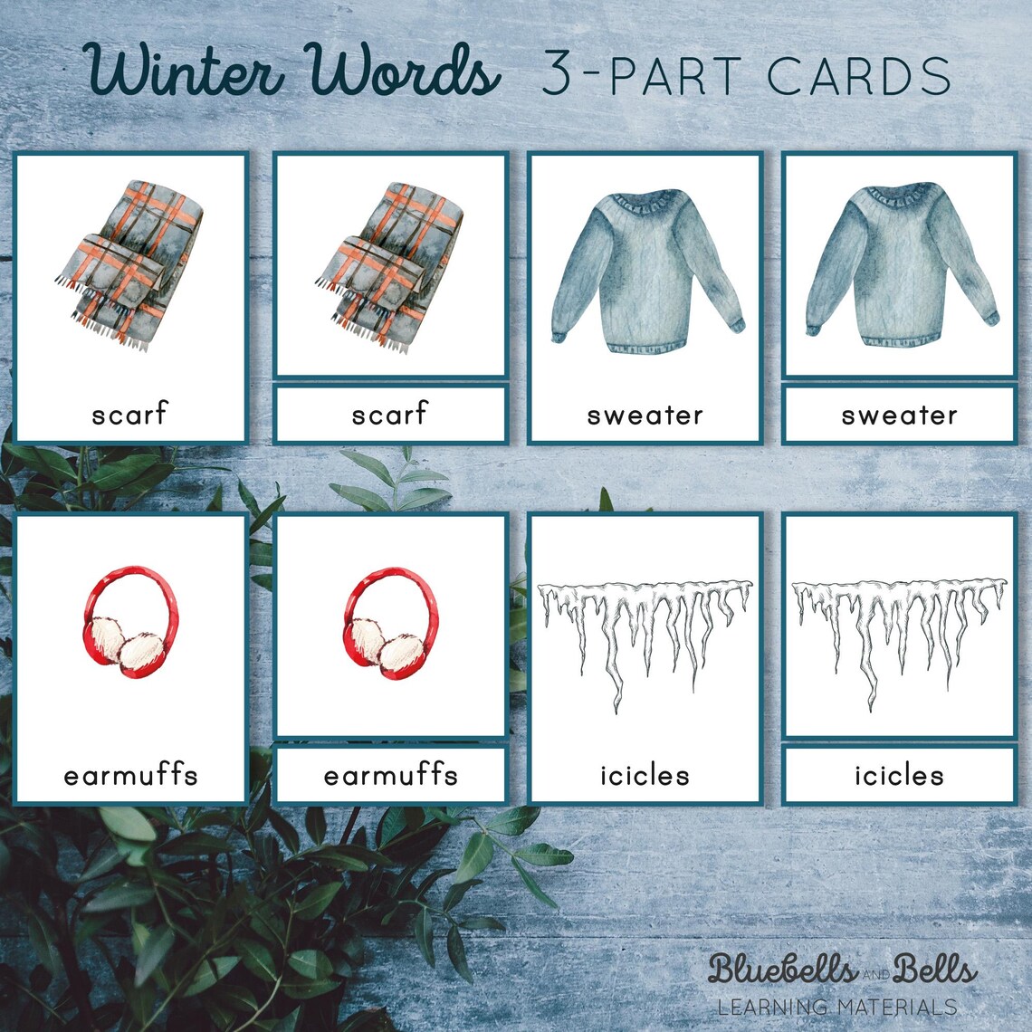 Winter Montessori Printable Vocabulary 3 Part Cards. Preschool and ...