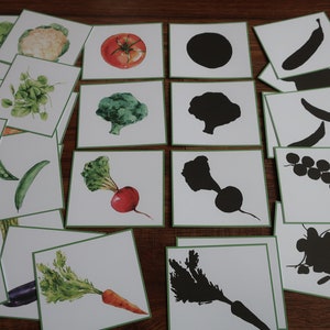 Vegetables Printable Shadow Matching Cards. Montessori Toddler Activity ...