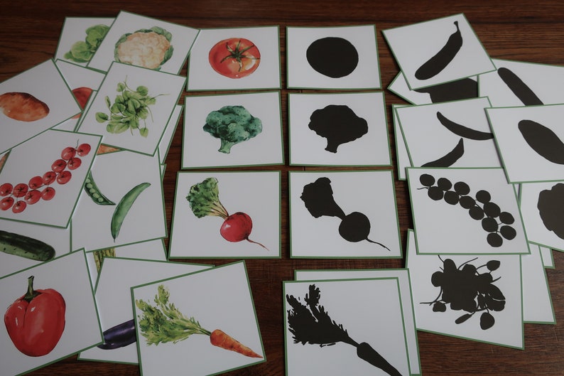 Vegetables Printable Shadow Matching Cards. Montessori Toddler Activity ...