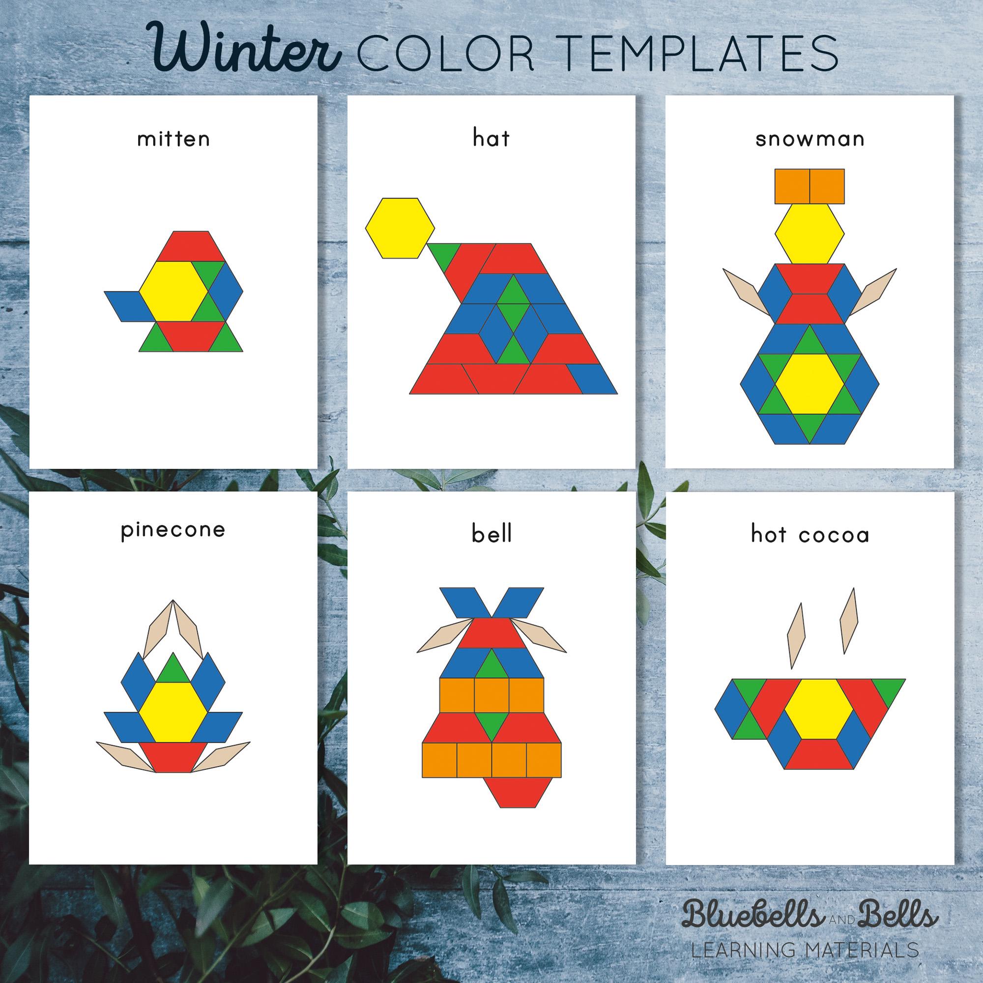 Winter Pattern Blocks Templates. Preschool and Kindergarten Printable ...