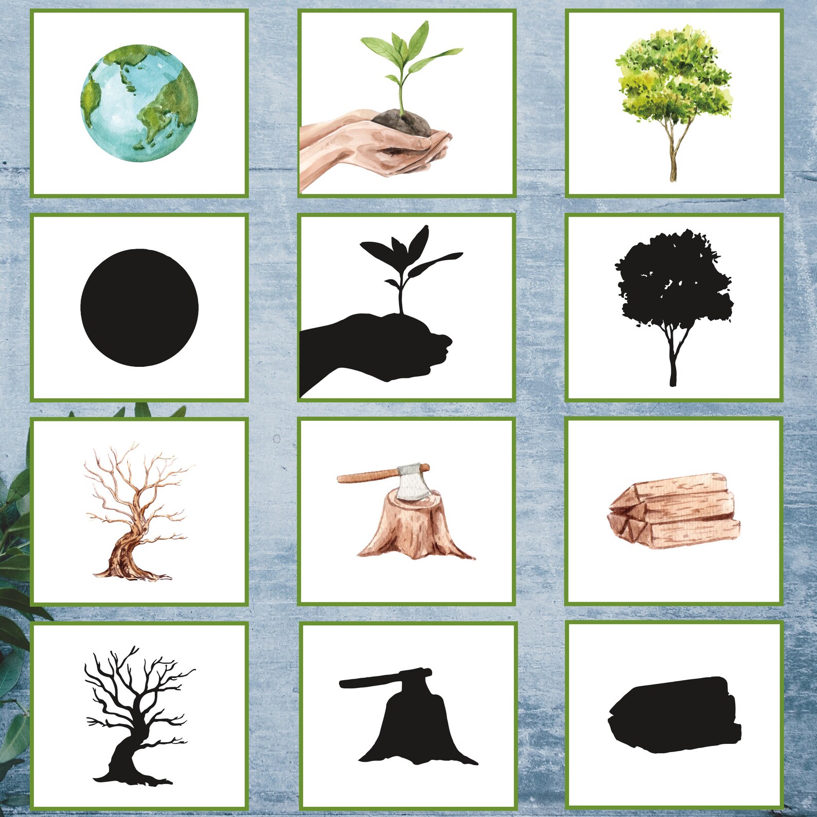 Earth Day Shadow Matching Cards. Montessori Preschool - Etsy