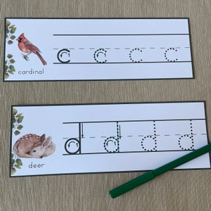 Alphabet Tracing Strips Woodland Lowercase. Handwriting Activity for ...