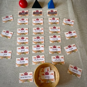 Fall Parts of Speech Sorting Printable Cards. Noun, Verb, Adjective ...