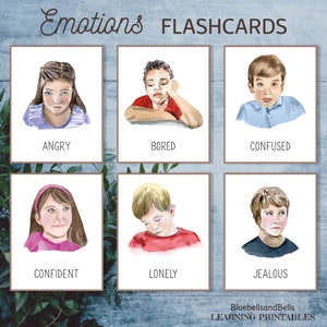 Feelings Cards Printable. Emotions Kids Flash Cards. - Etsy